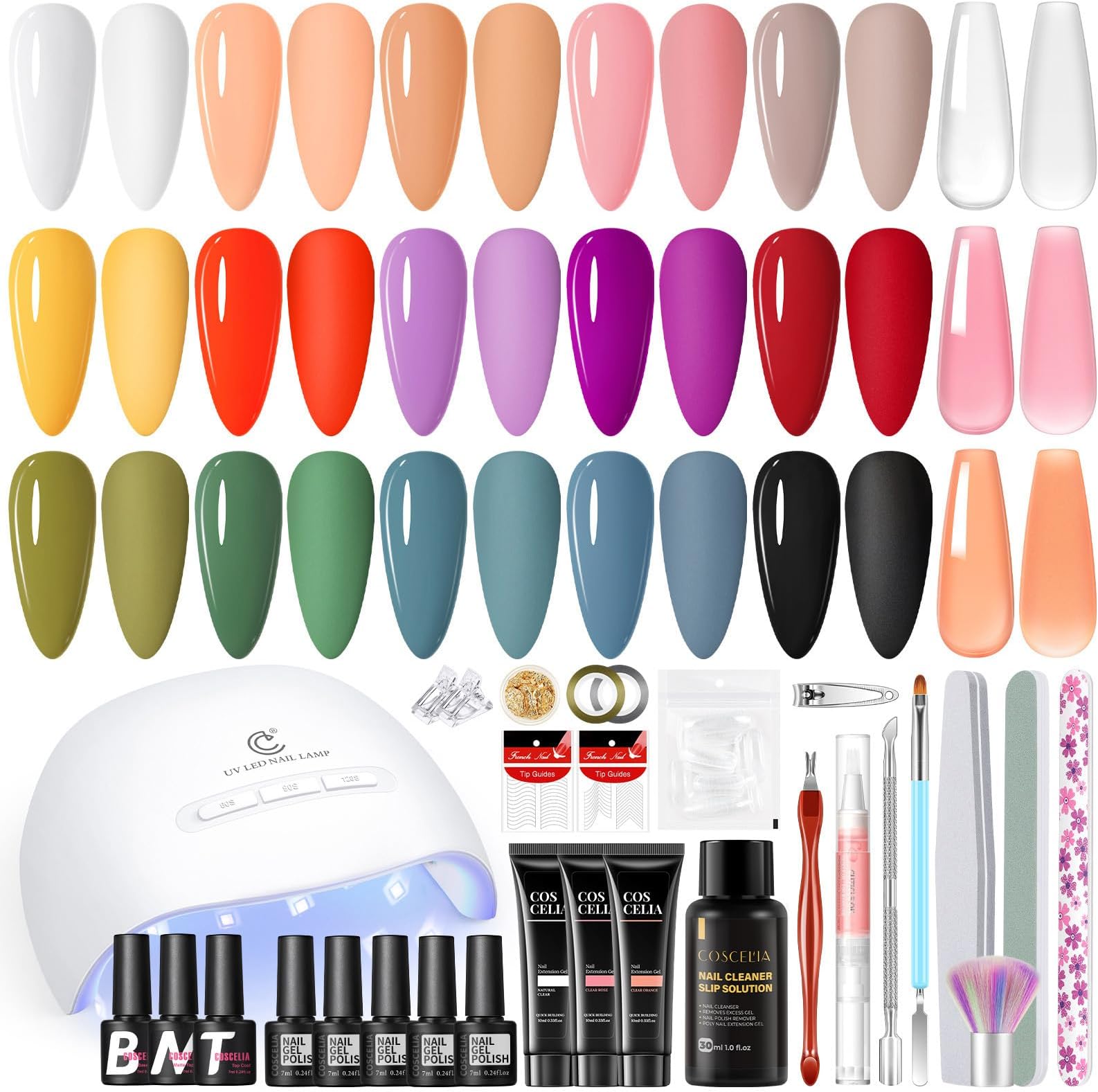 Amazon.com: COSCELIA Gel Nail Polish Kit with U V Light, 15 Colors Nude ...