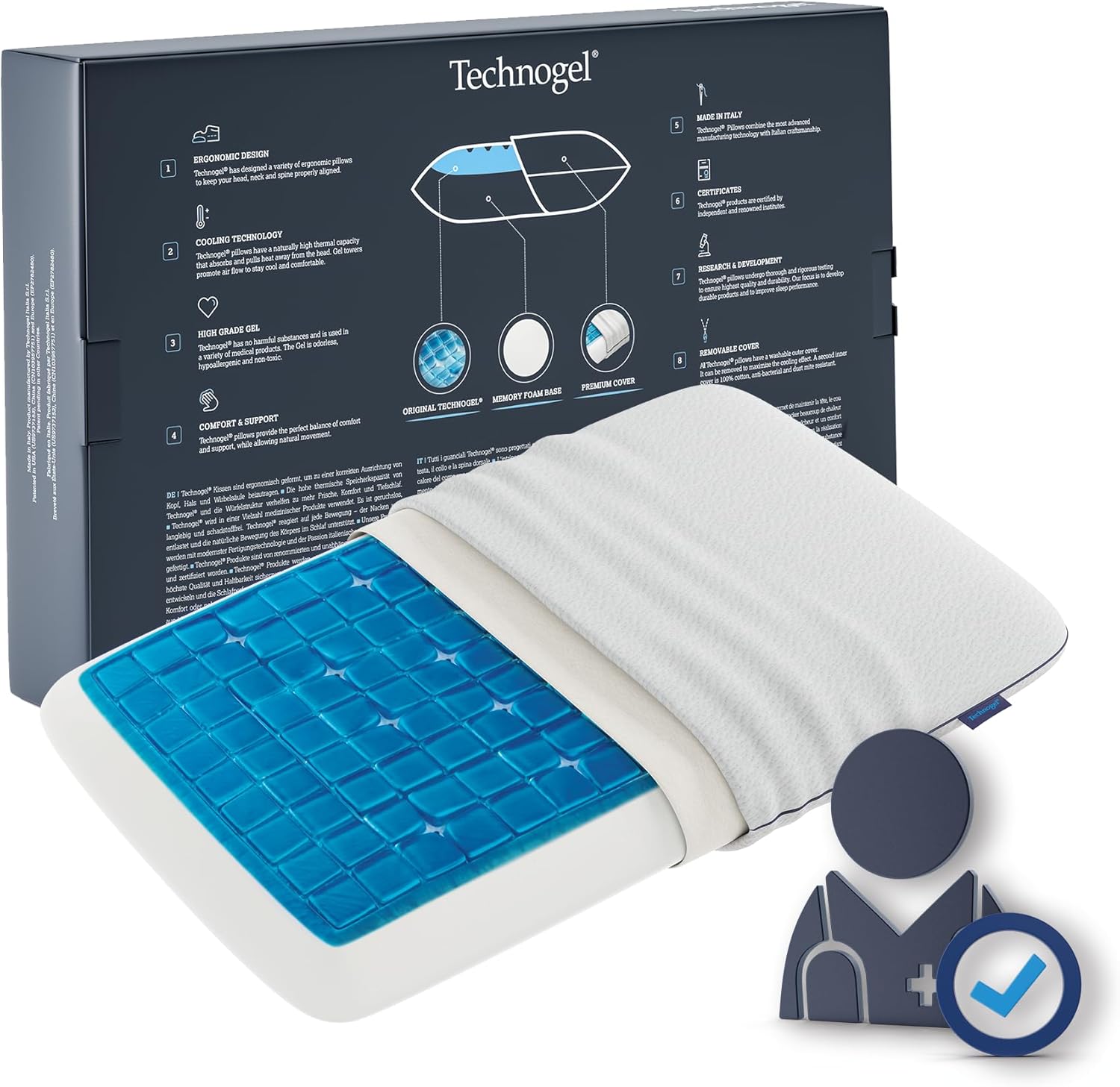 Technogel Thin Cooling Gel Pillow I Neck & Shoulder Pain Relief I ...