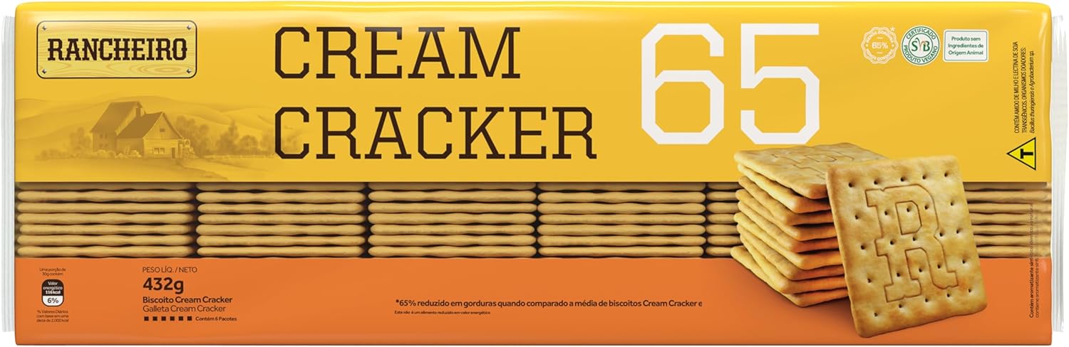 Biscoito Cream Cracker 65 Rancheiro 432g – 65% Menos Gordura, 100% Mais ...