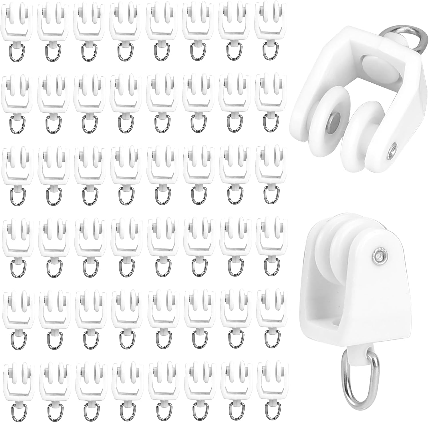 Amazon.com: 50 Pack Shower Curtain Ring Hooks Ceiling Curtain Track ...