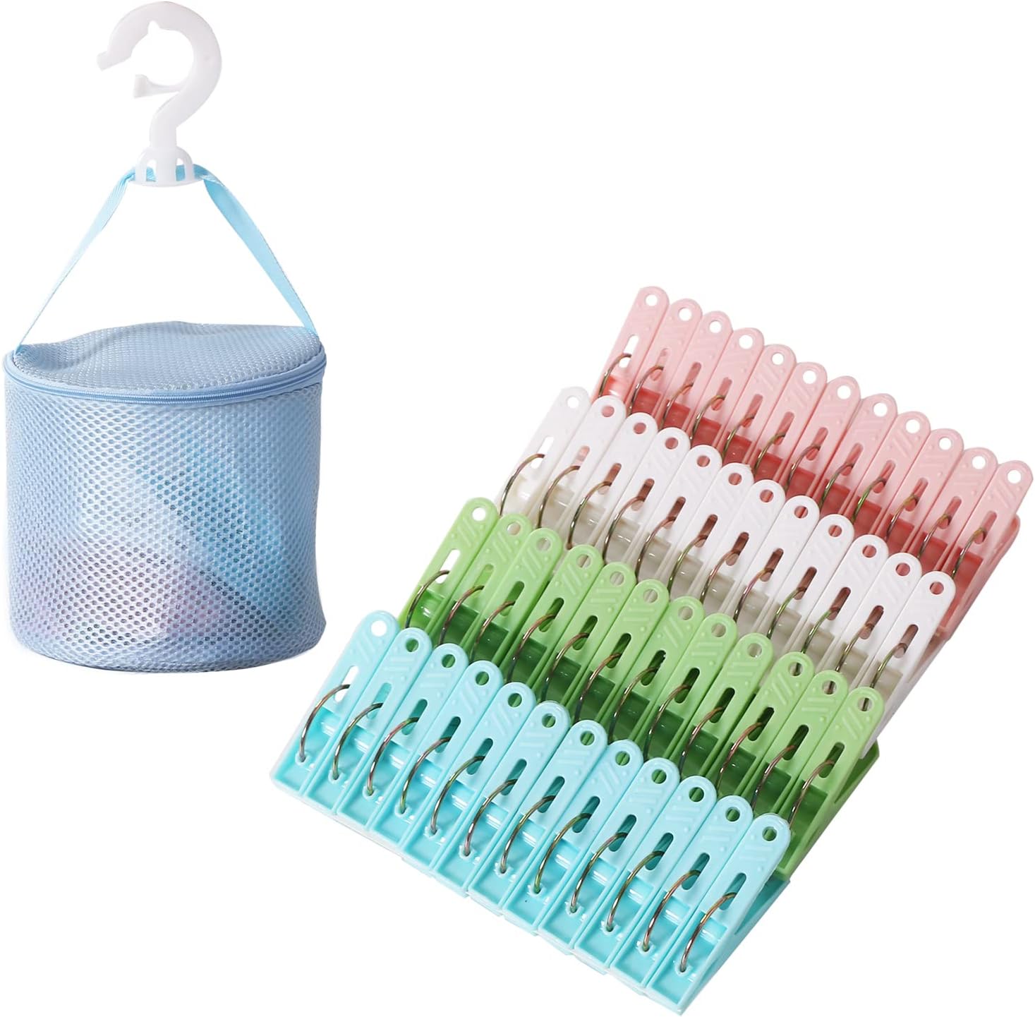 Durable 24 Pack Clothes Pegs - 4 Color Non-Slip Washing Line Pegs with ...