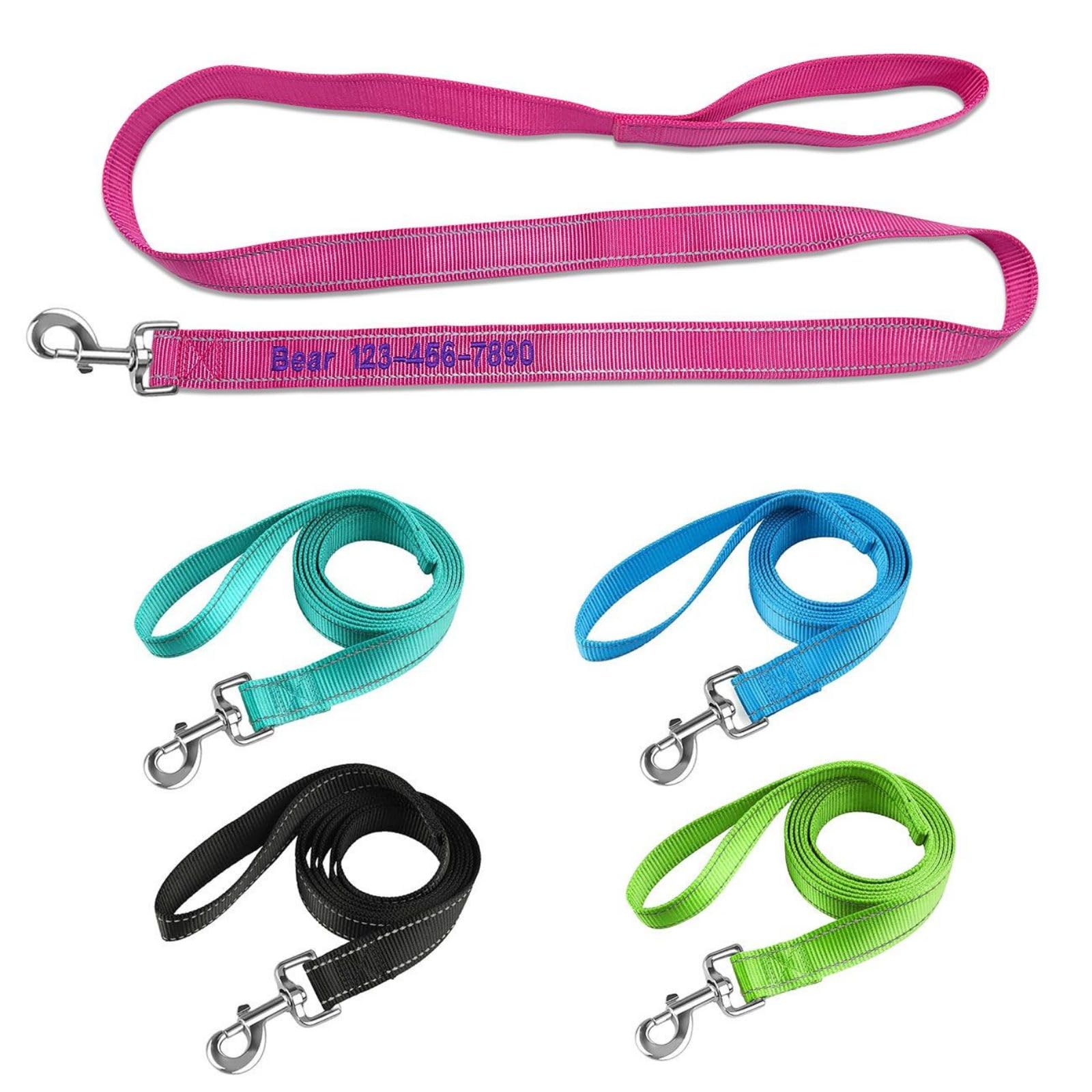 Amazon.com : Personalized Dog Leash 5FT Reflective Nylon Dog Leashes ...