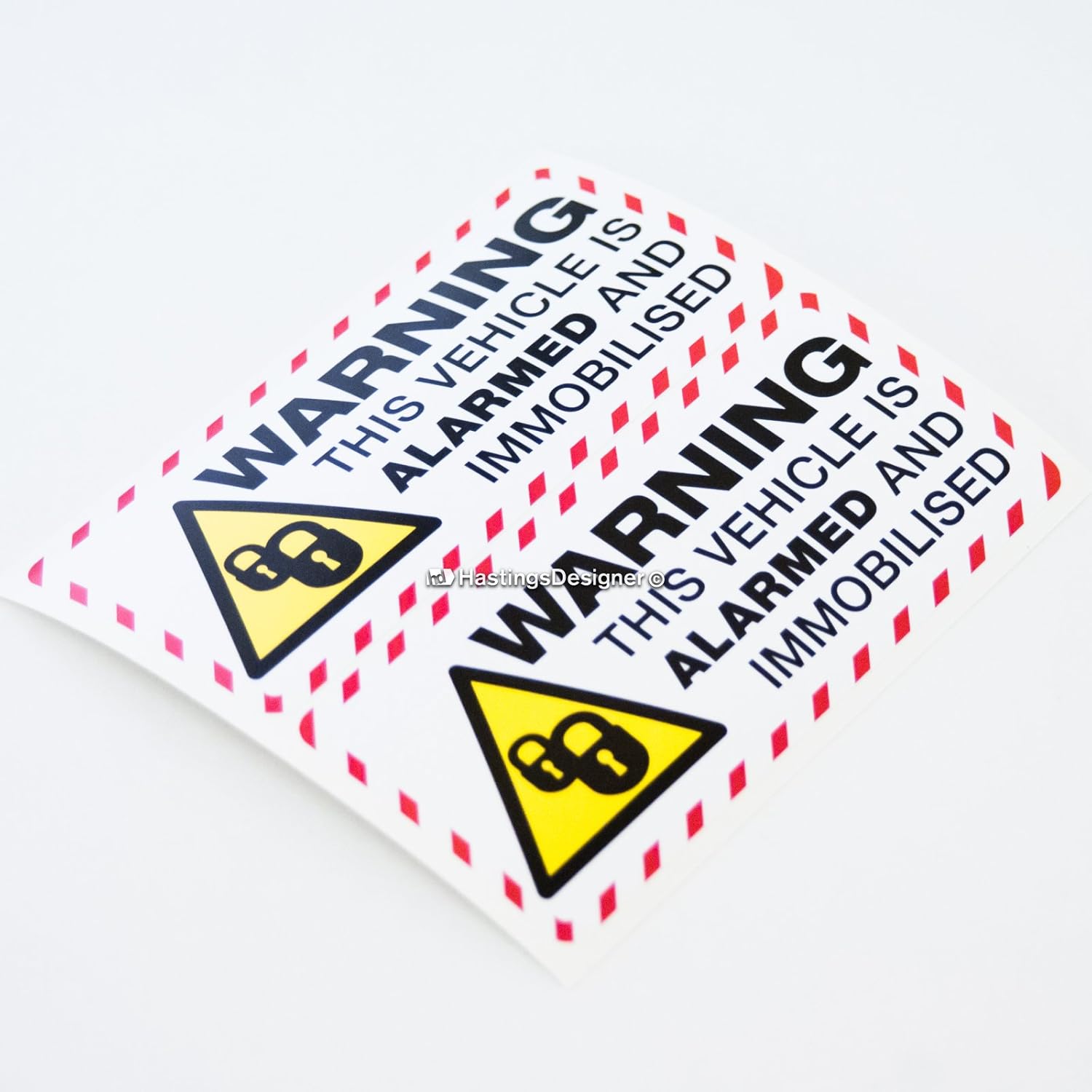 HastingsDesigner 2x WARNING VEHICLE ALARMED AND IMMOBILISED Security ...
