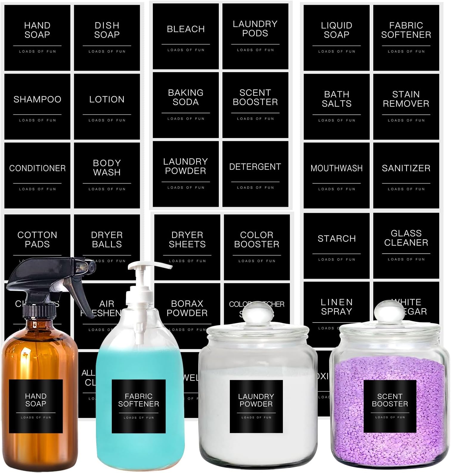 Amazon.com: HVSWLY 36PCS Laundry Stickers for Jars,Minimalist Laundry ...