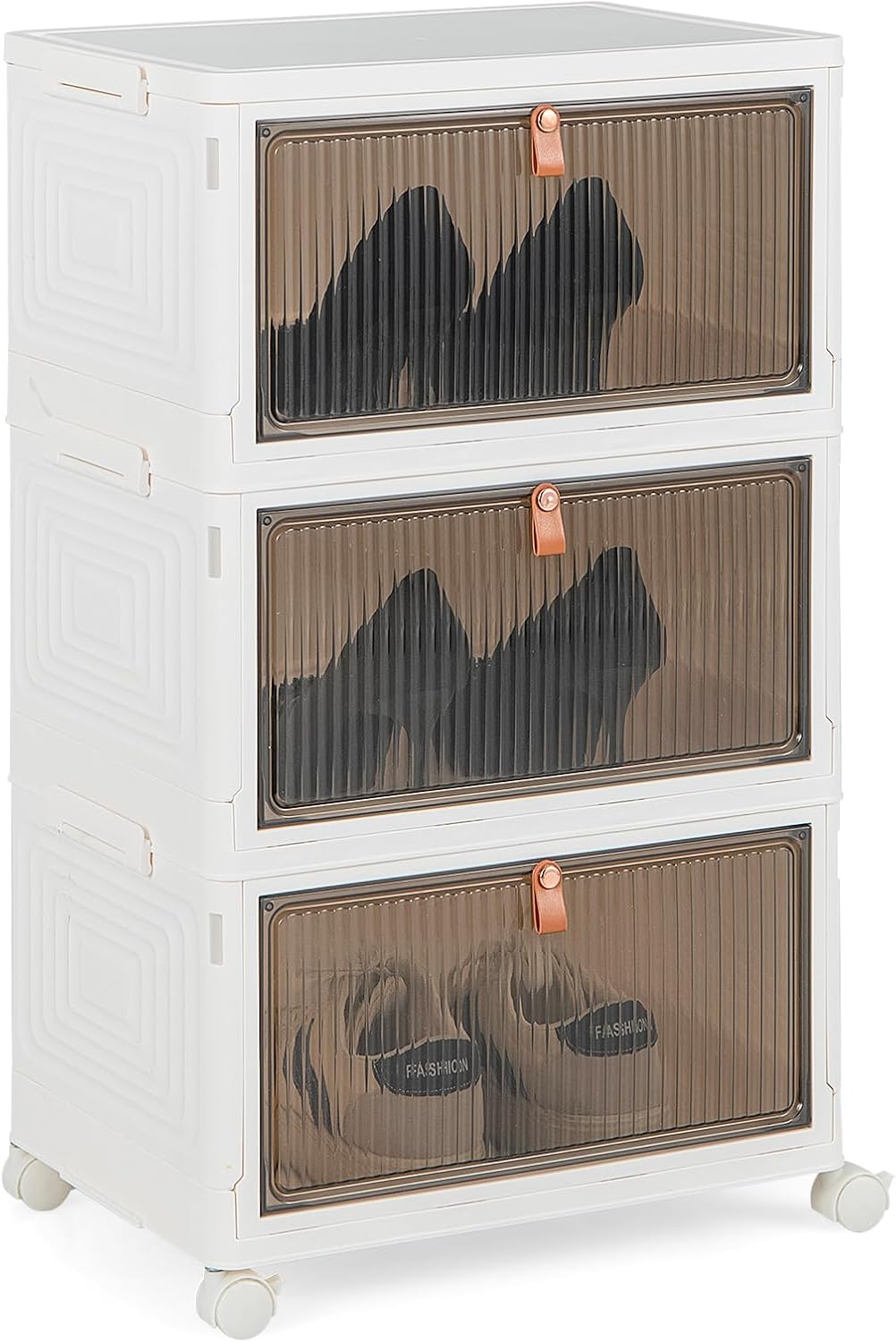 COSTWAY Foldable Shoe Storage Cabinet, 3/4/6 Tier Stackable Shoe ...