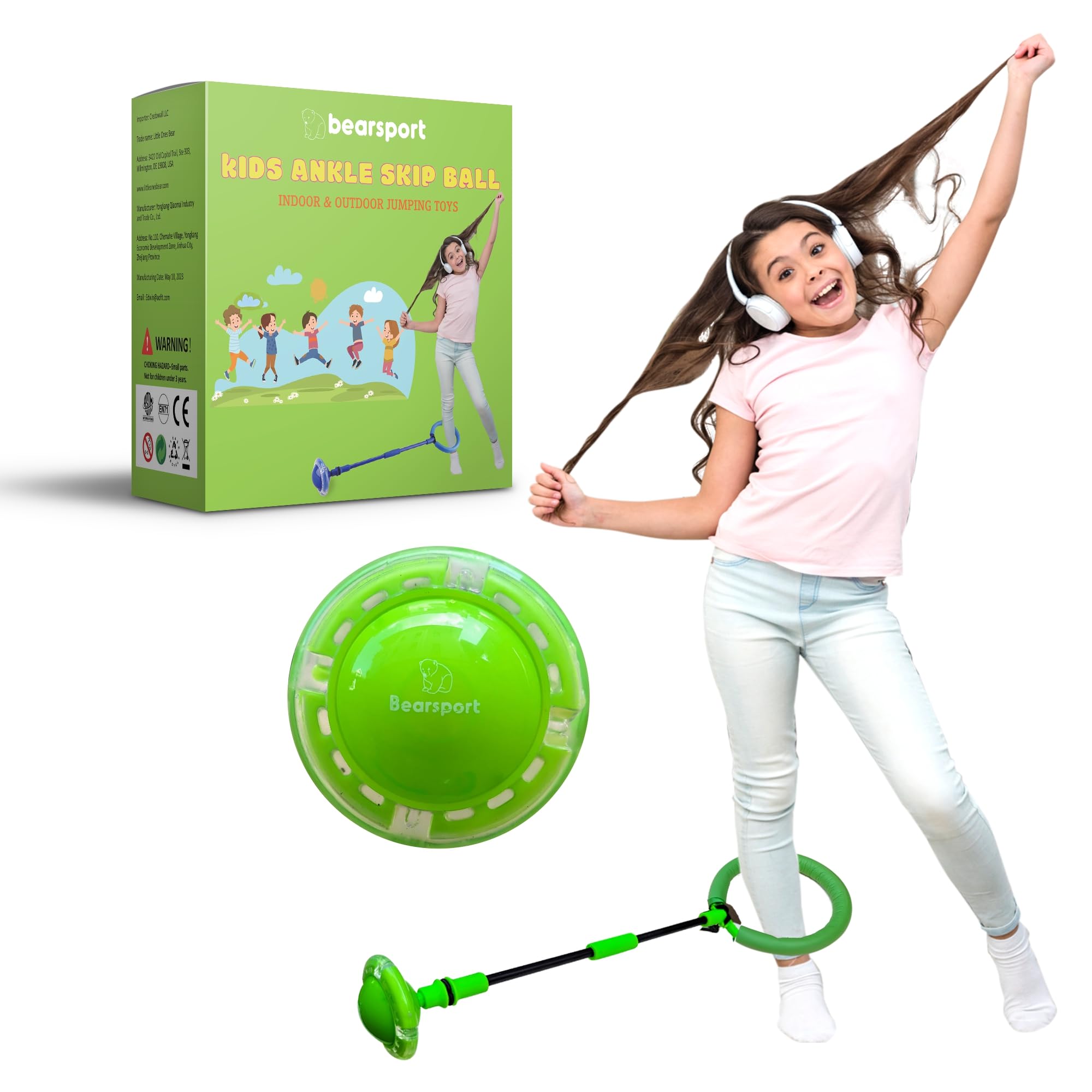 Amazon.com: Bearsport Ankle Skip Ball for Kids - Foldable Flash Wheel ...