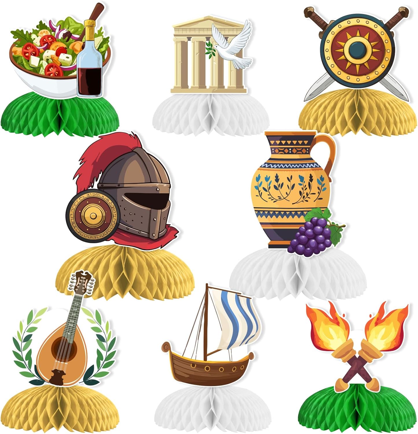 Amazon.com: Kreatwow Greek Birthday Decorations 8pcs Greece Honeycomb ...