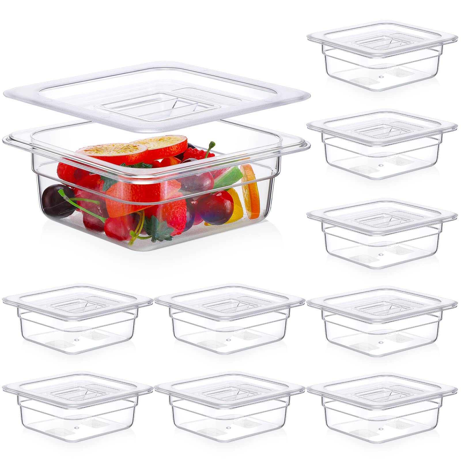 Amazon.com: Sieral Clear 1/6 Size Food Pan Restaurant Containers with ...