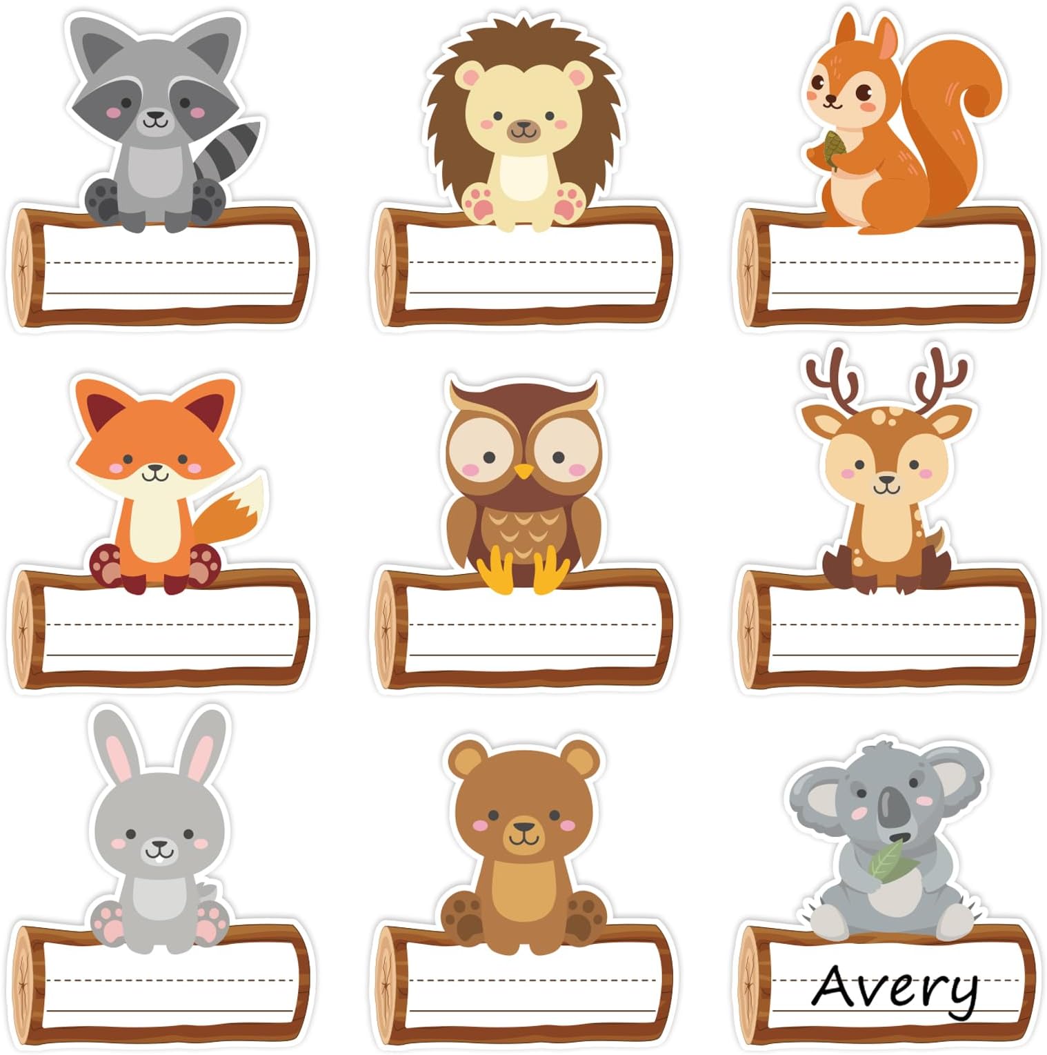 Amazon.com: FYSUIMU Woodland Animal Name Tag Jungle Animal Nameplate ...