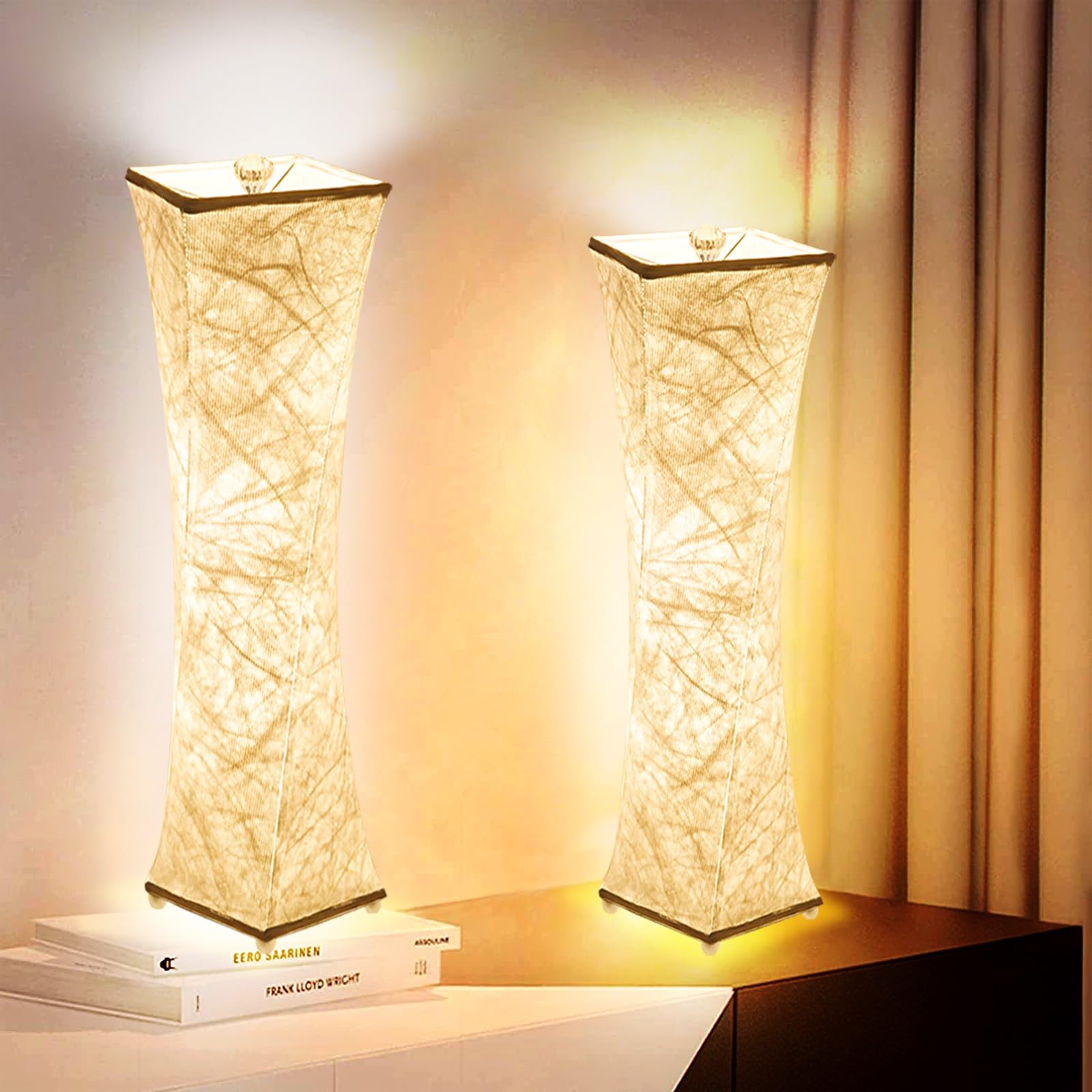 WORLD WIN Table Lamp Set of 2, Bedside Lamp with 3 Color Temperatures ...