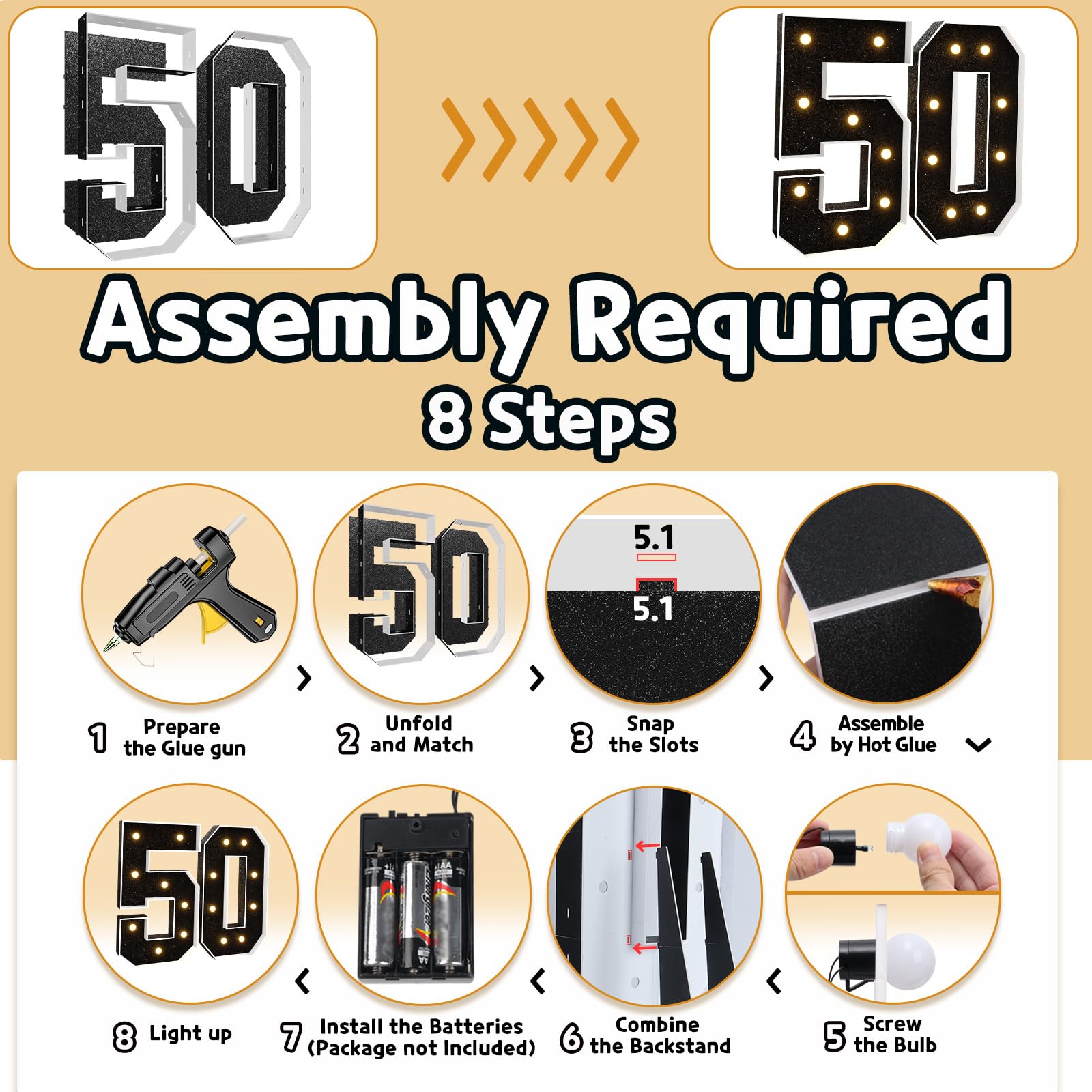 3FT Black 50th-Birthday Decorations Numbers: 50th Birthday Party ...