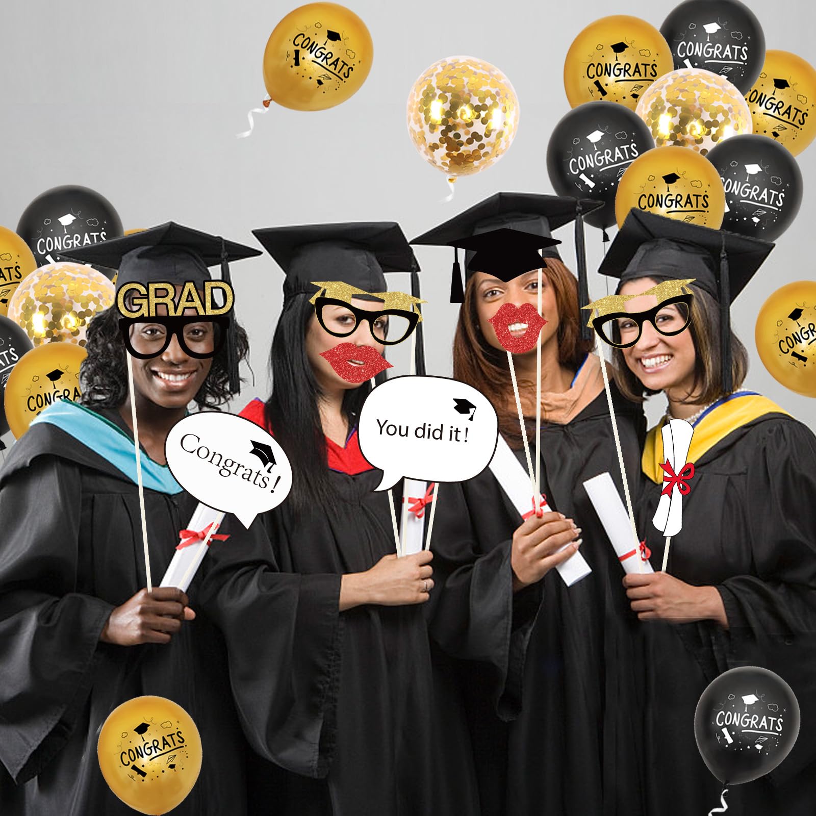 Sursurprise Graduation Decorations 2024 Black Gold, Congrats Grad ...