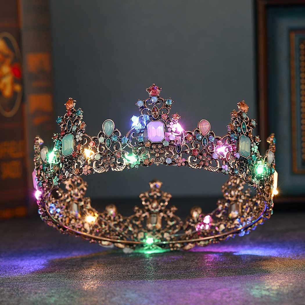 Amazon.com: Unicra LED Baroque Rhinestone Crowns and Tiaras Ligth Up ...