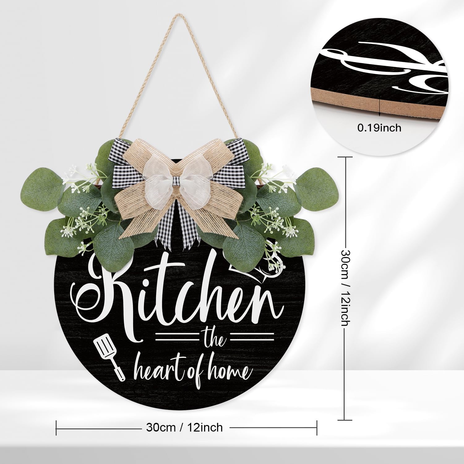 TOARTI Letrero rústico de cocina con texto en inglés Kitchen the Heart ...