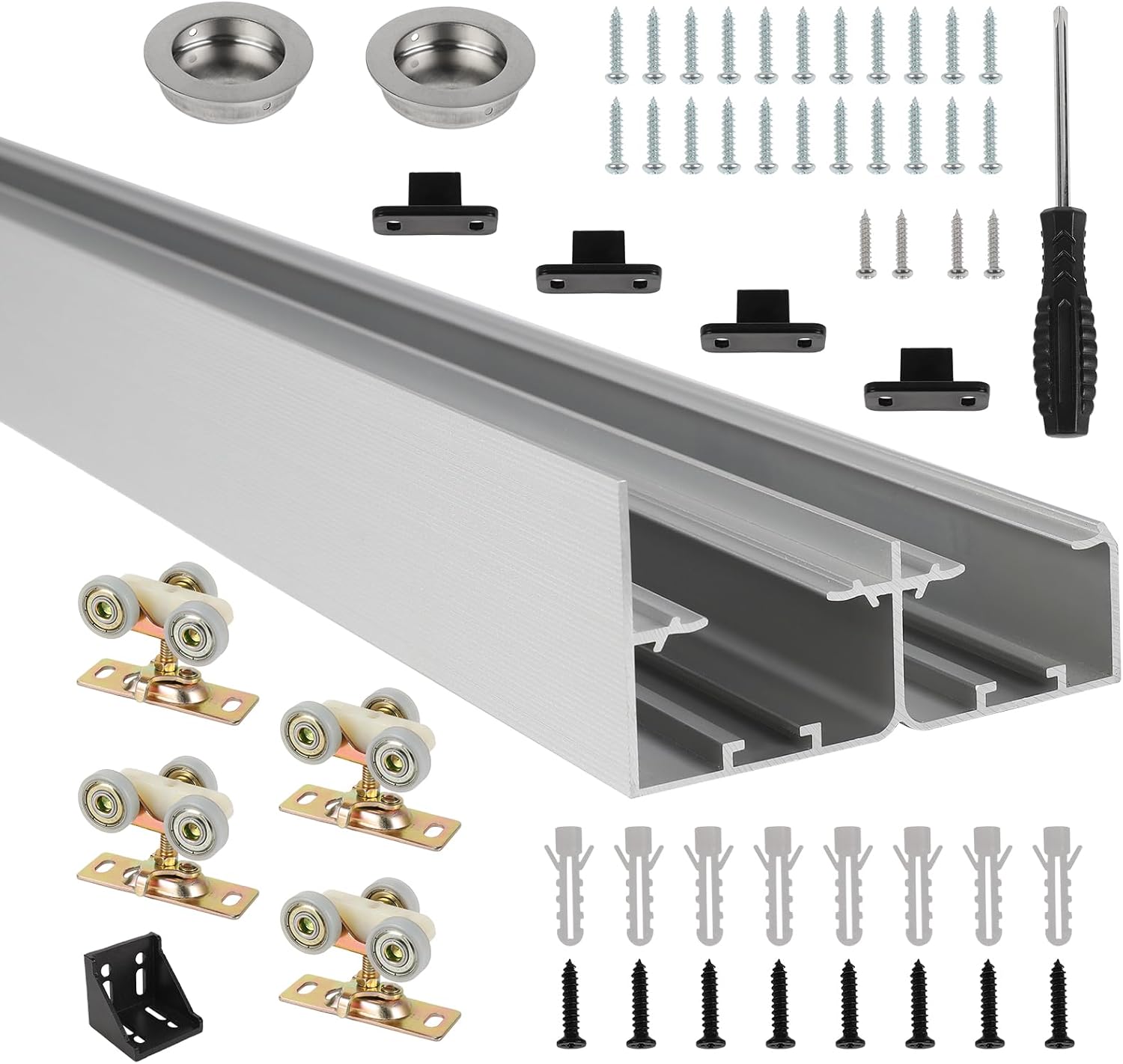 Amazon.com: Dyna-Living 4FT Bypass Sliding Closet Door Track Hardware ...