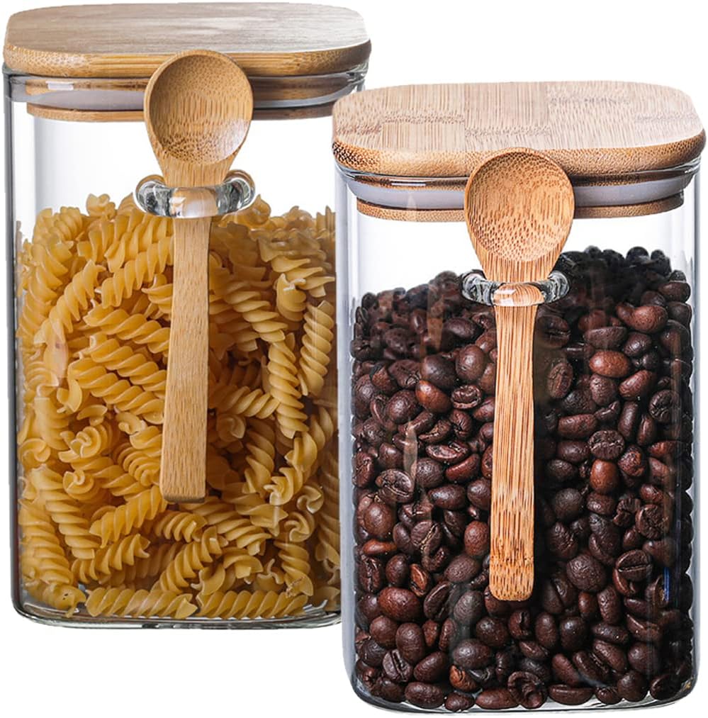 Airtight Glass Storage Jars with bamboo Lids - Versatile and Stylish ...