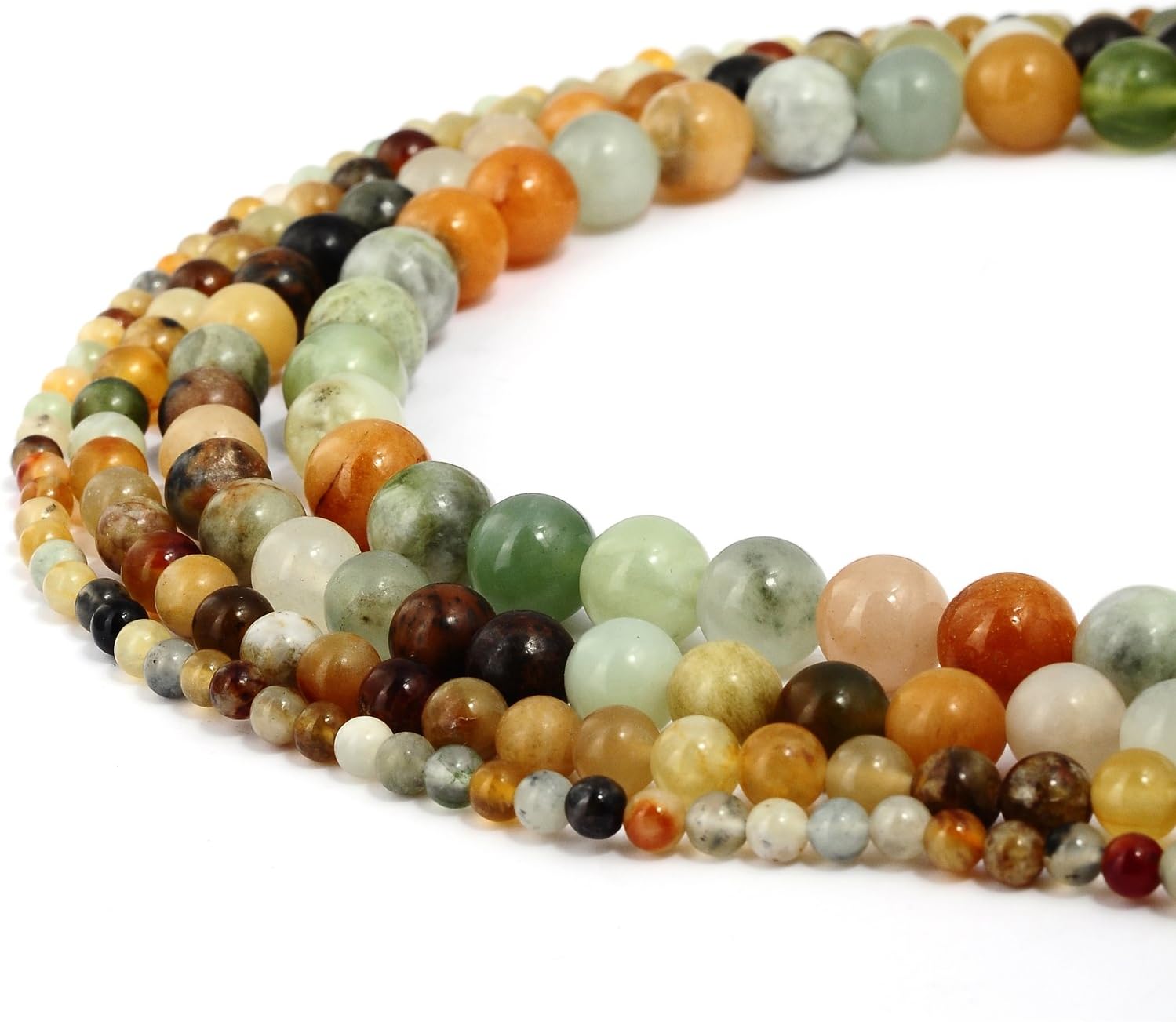 Amazon.com: RUBYCA Natural Multi Color Jade Gemstone Round Loose Beads ...