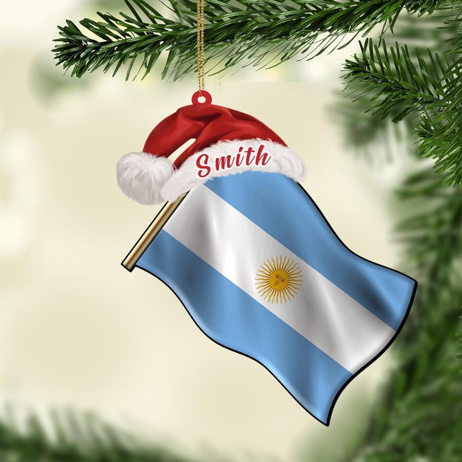 Amazon.com: Christmas Ornament Argentina Flag Acrylic Glass Ornament ...