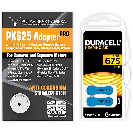 1.35V PX-625 Film Camera Battery Adapter + 6 BATTERIES INCLUDED ...