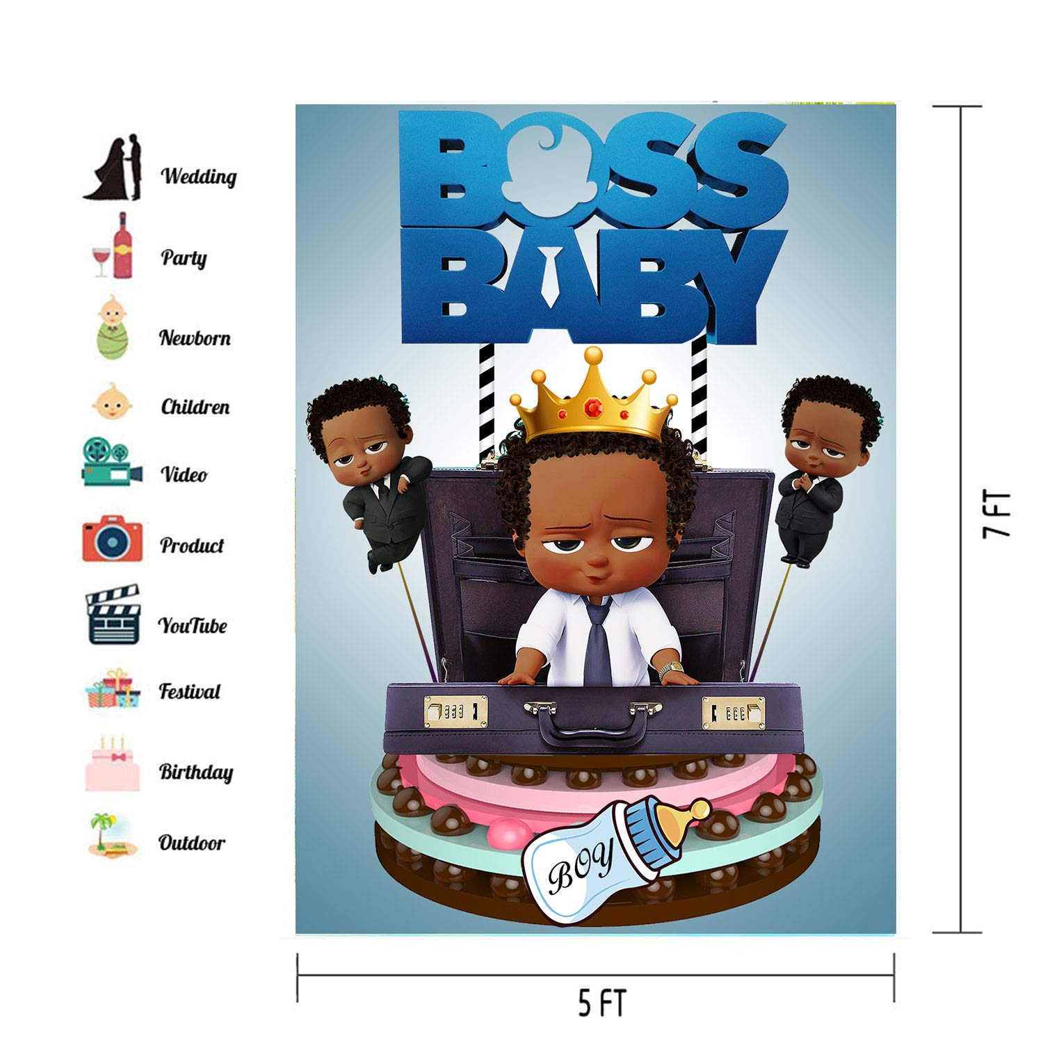 Boss Baby Backdrop for Boy Baby Shower Backgrounds Backdrop African Boy ...