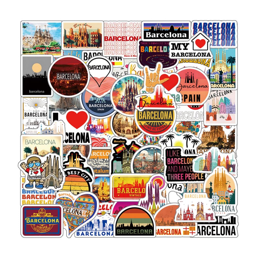Amazon.com: 65Pcs Barcelona Stickers Pack, BCN Aesthetic Graphic Vinyl ...