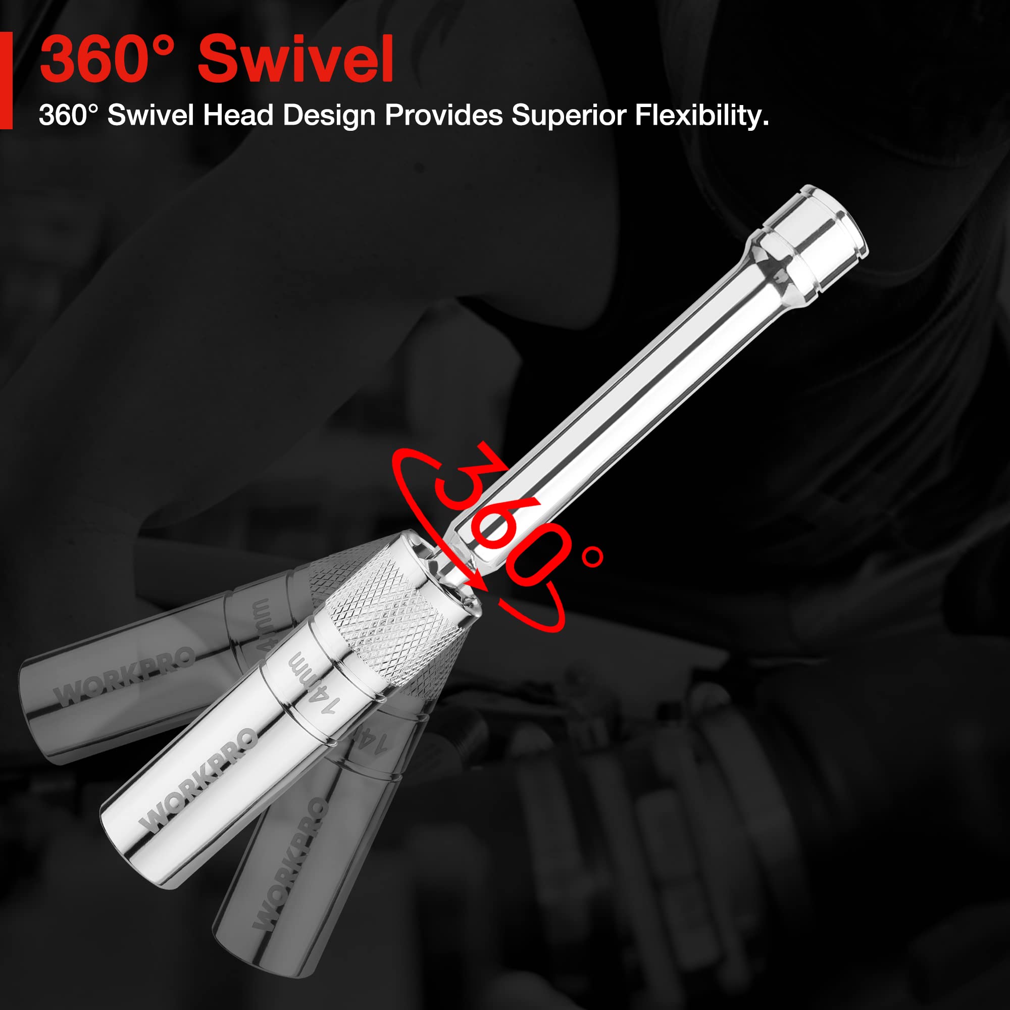 Snapklik.com : WORKPRO 3PC 14mm Spark Plug Socket, Magnetic Swivel Thin ...