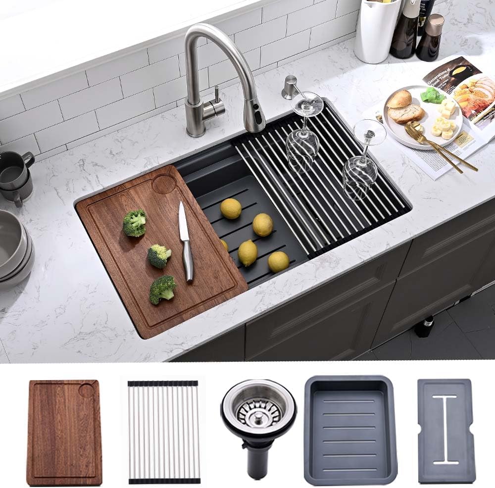 30 Inch Undermount Kitchen Sink Workstation-Wesliv 30x18 Inch Kitchen ...