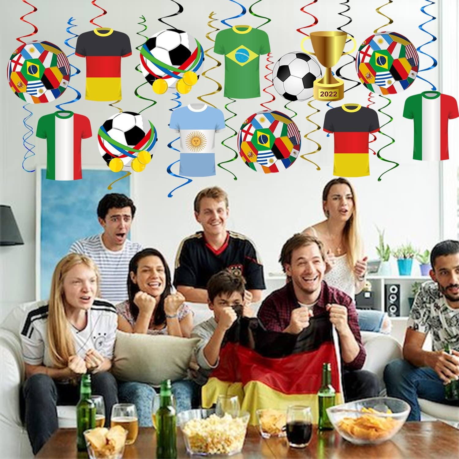 Buy Littleloverly Qatar 2022 World Soccer Football Hanging Swirls Party ...