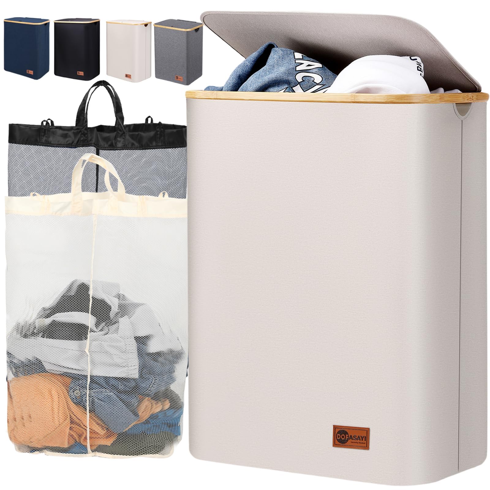 DOFASAYI Laundry Basket - Extra Large Laundry Hamper 2 Section with ...