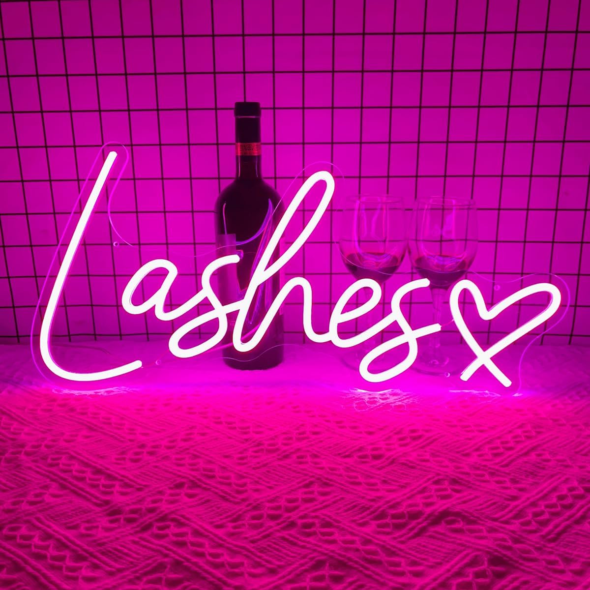 Lashes Neon Light,Lashes LED Neon Signs for Wall Decor，Aesthetic LED ...