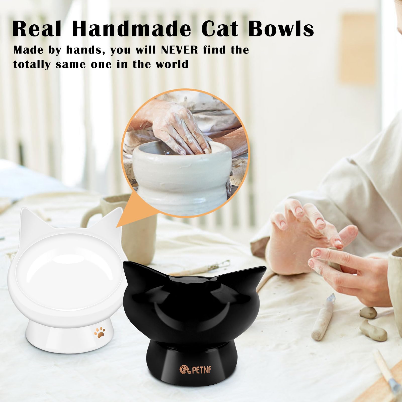 Snapklik.com : Cat Bowls For Indoor Cats,2 Pack Ceramic Raised Slanted ...