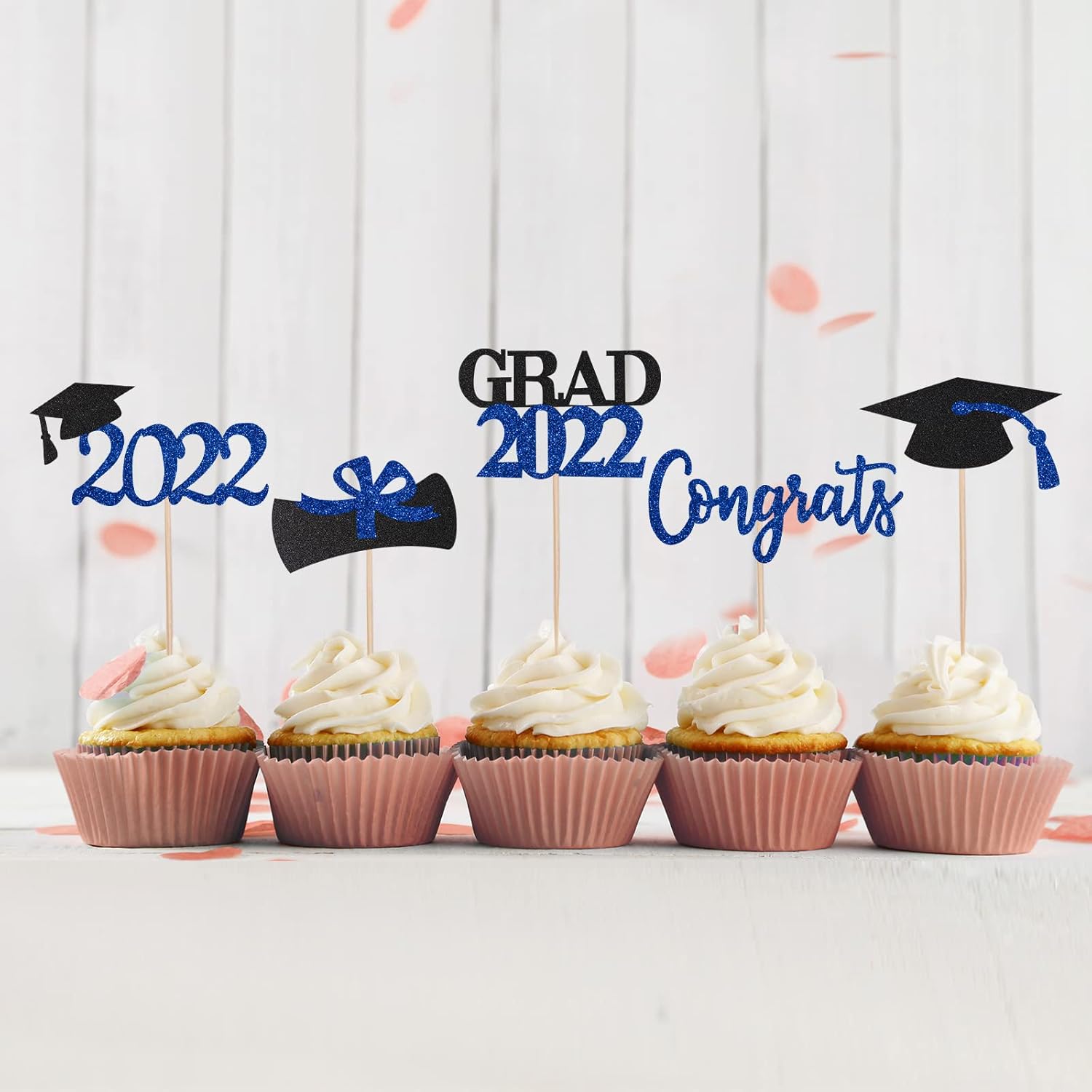 Buy 20PCS Graduation Theme Cupcake Toppers Grad 2022 Glitter Cupcake ...