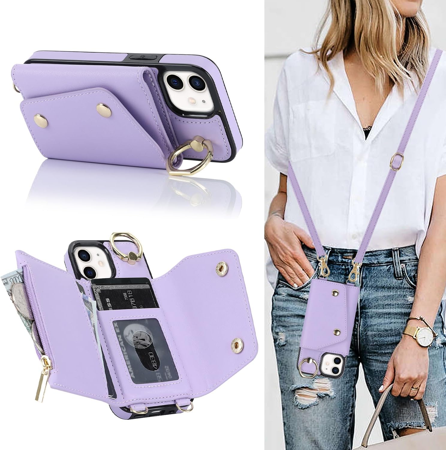Amazon.com: Lipvina for iPhone 12 Pro Case Wallet with Strap for Women ...