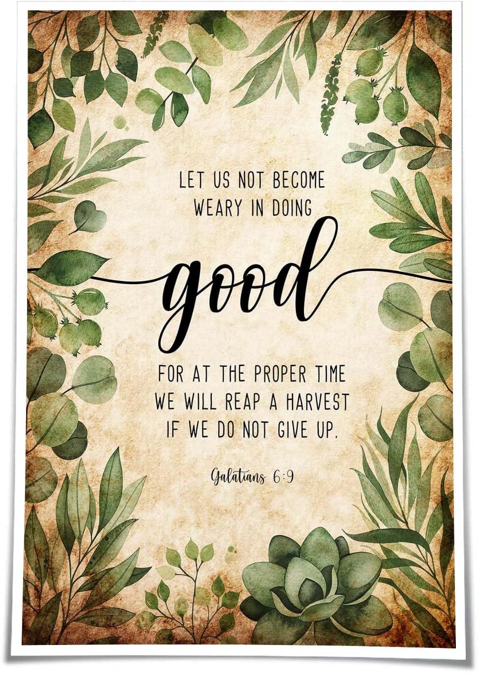 Amazon.com: Belceleb Galatians 6 9 Wall Art Scripture Quote Poster ...
