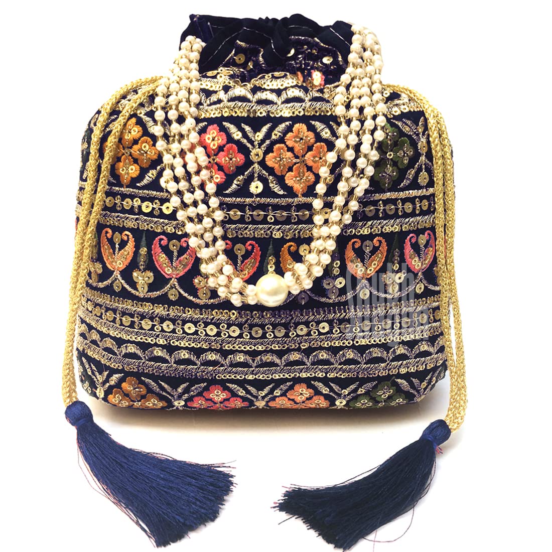 Buy Shubh Shagun Woman's Potli Bag (Blue) at Amazon.in