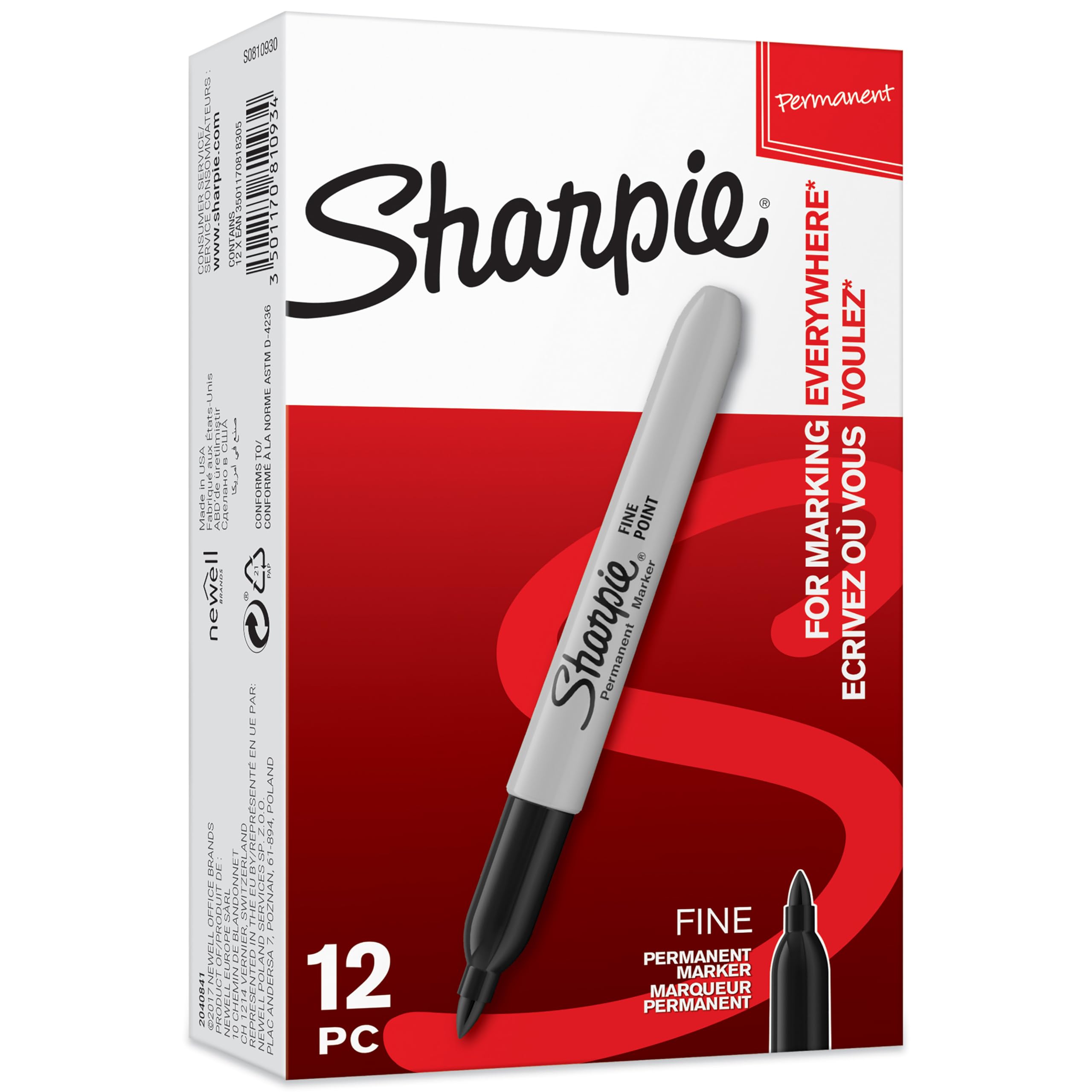 Sharpie Permanent Markers | Fine Point for Bold Details | Black Ink ...