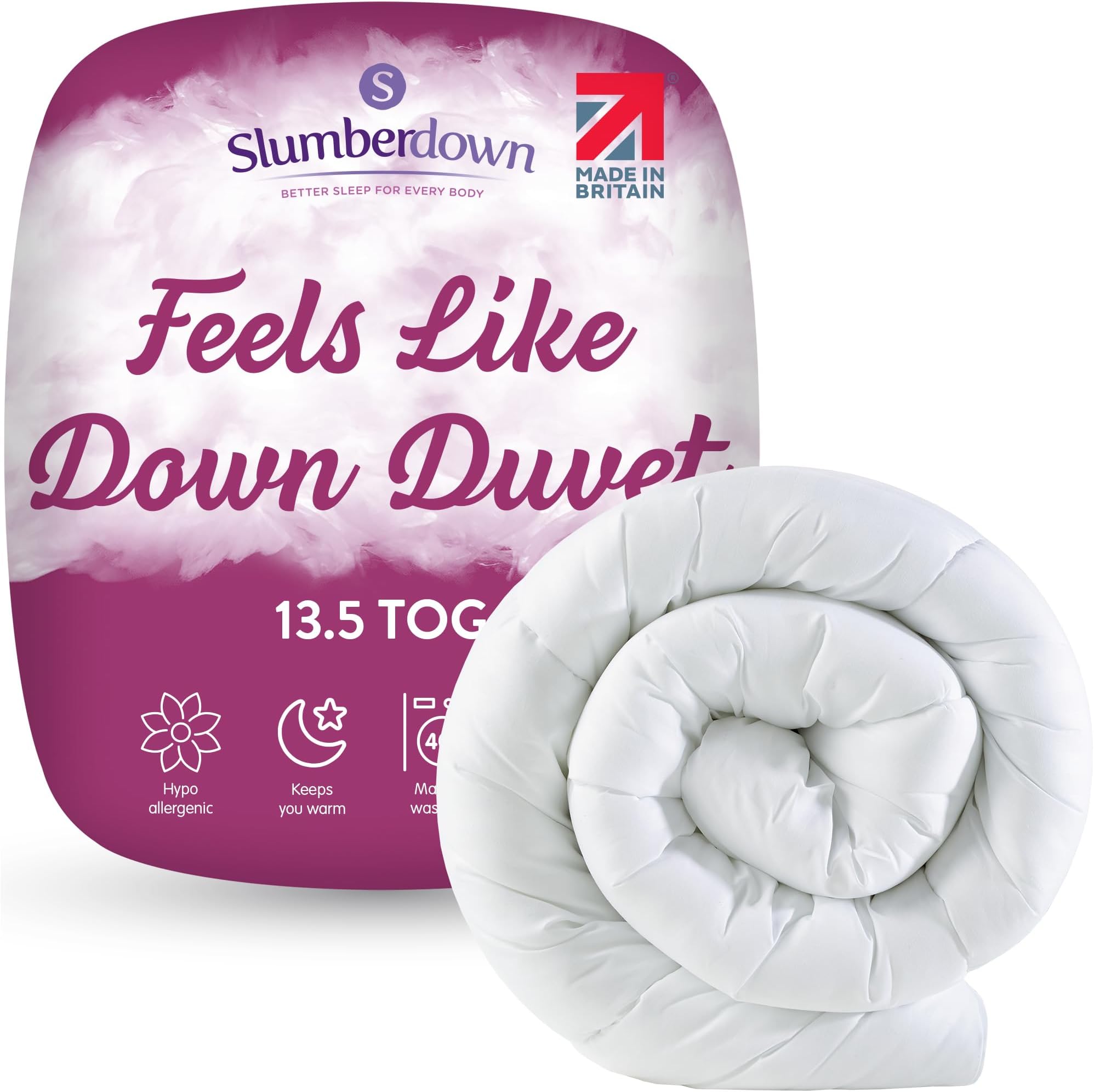 Slumberdown Feels Like Down King Size Duvet - 13.5 Tog Warm Winter ...