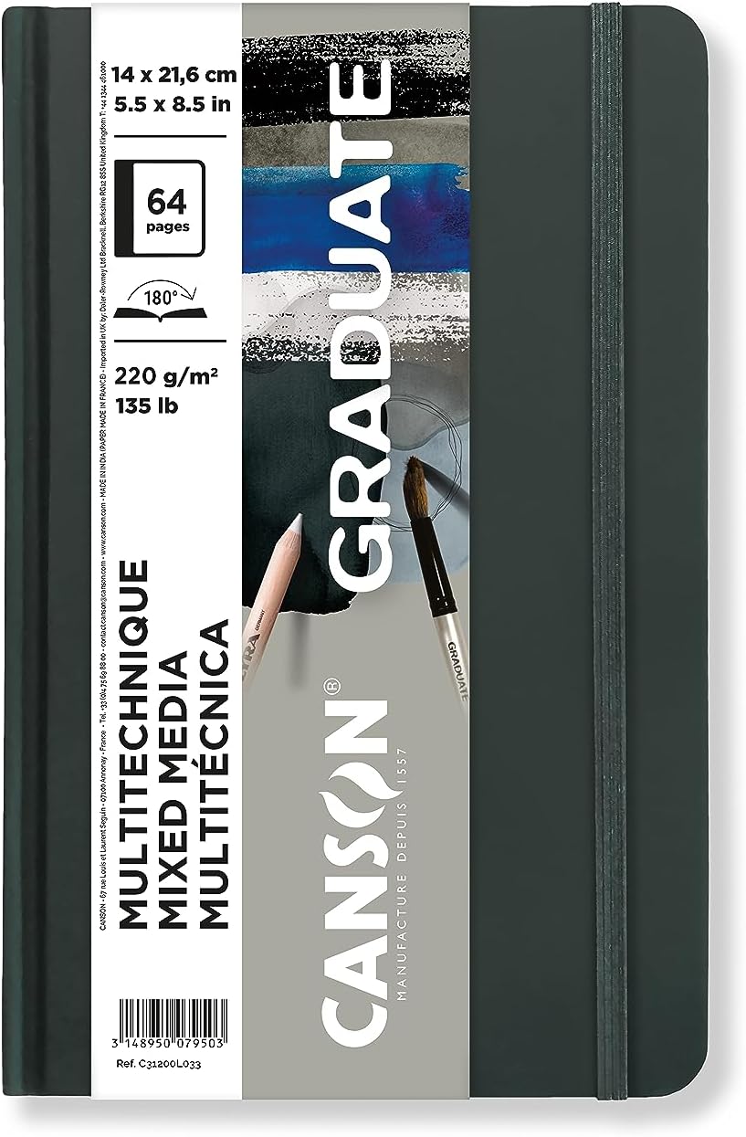 Amazon.com: Canson Graduate Black Mixed Media Pad, Foldover, 9x12 ...