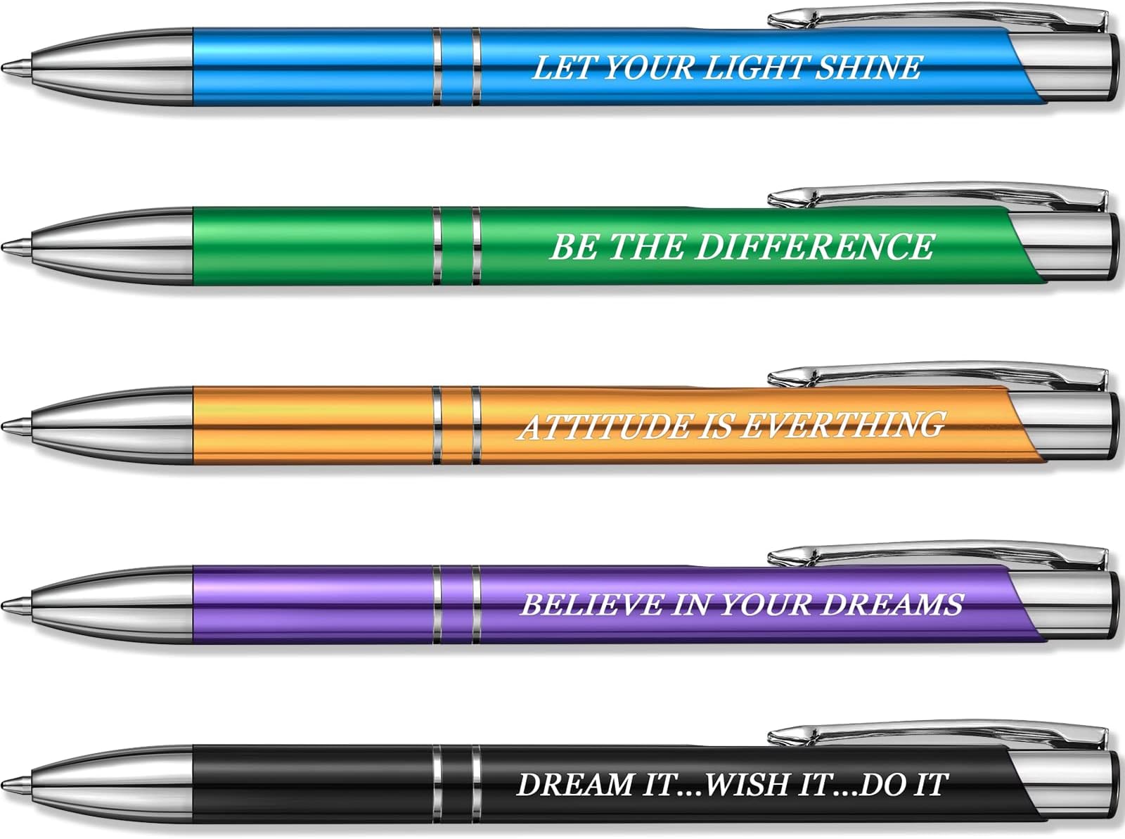 Nezyo 5 Pack Inspirational Quotes Ballpoint Pen Motivational Pens Metal ...