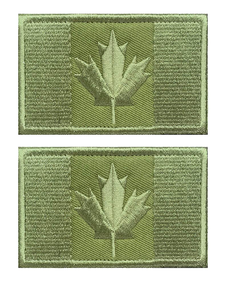 Green Canada Flag Patch - 2 Pack Tactical Canadian CA Army Green Maple ...