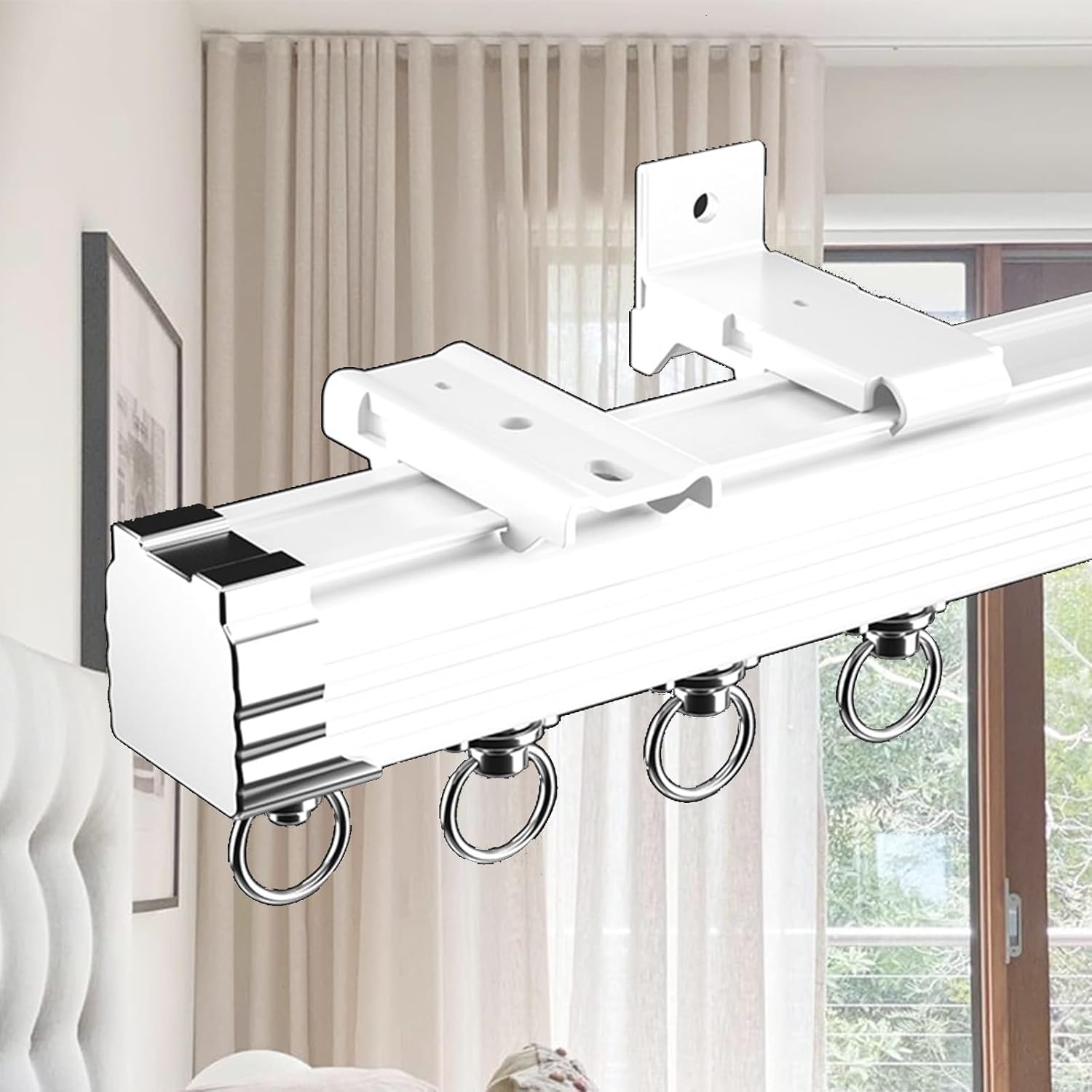 Amazon.com: Aluminum Ceiling Curtain Track, Silent Curtain Track With Rollers, 1m To 6m Heavy ...