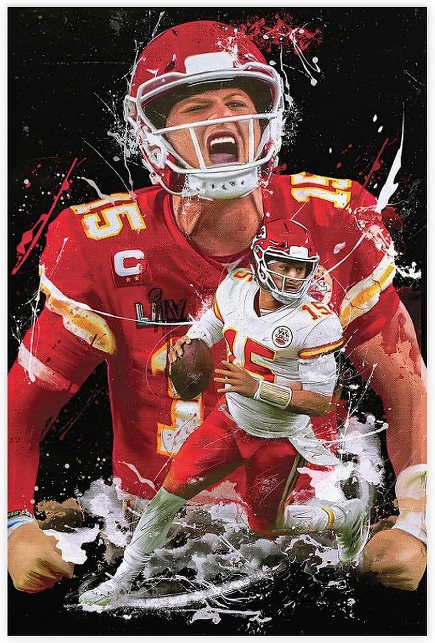 Amazon.com: KULILK Patrick Mahomes Canvas Poster Wall Art Decor Print ...