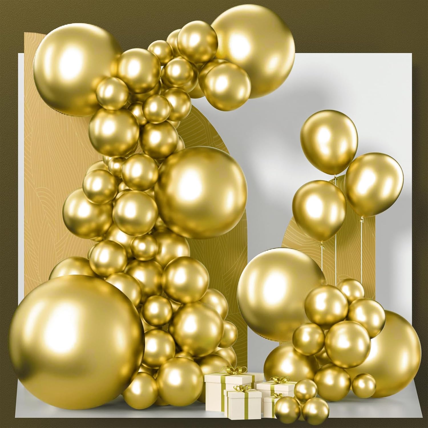 Amazon.com: PartyWoo Metallic Gold Balloons, 127 pcs Gold Metallic ...