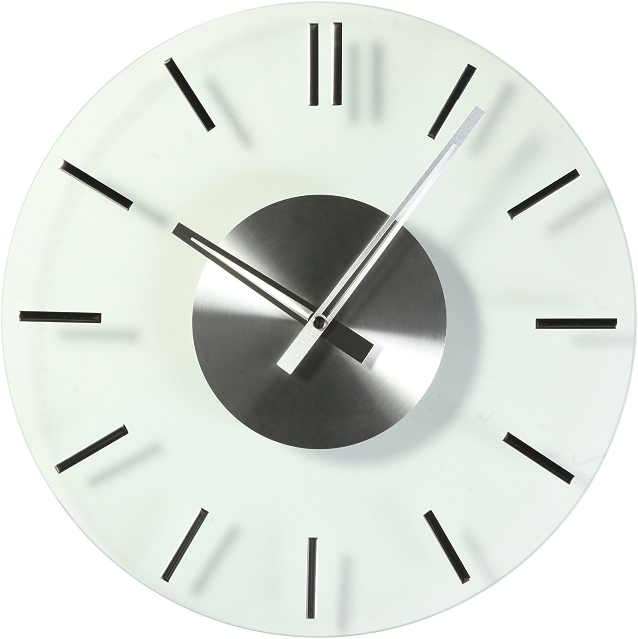Amazon.com: Stilnovo Mid Century Silver Glass Wall Clock, Glass/Silver ...