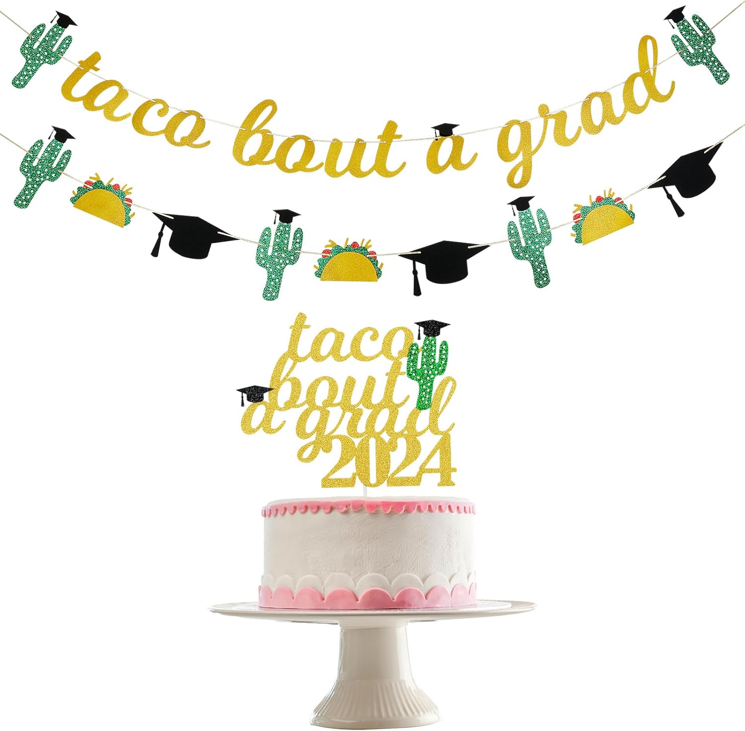 Amazon.com: Gold Taco Bout a Grad Banner and Taco Bout a Grad Cake ...