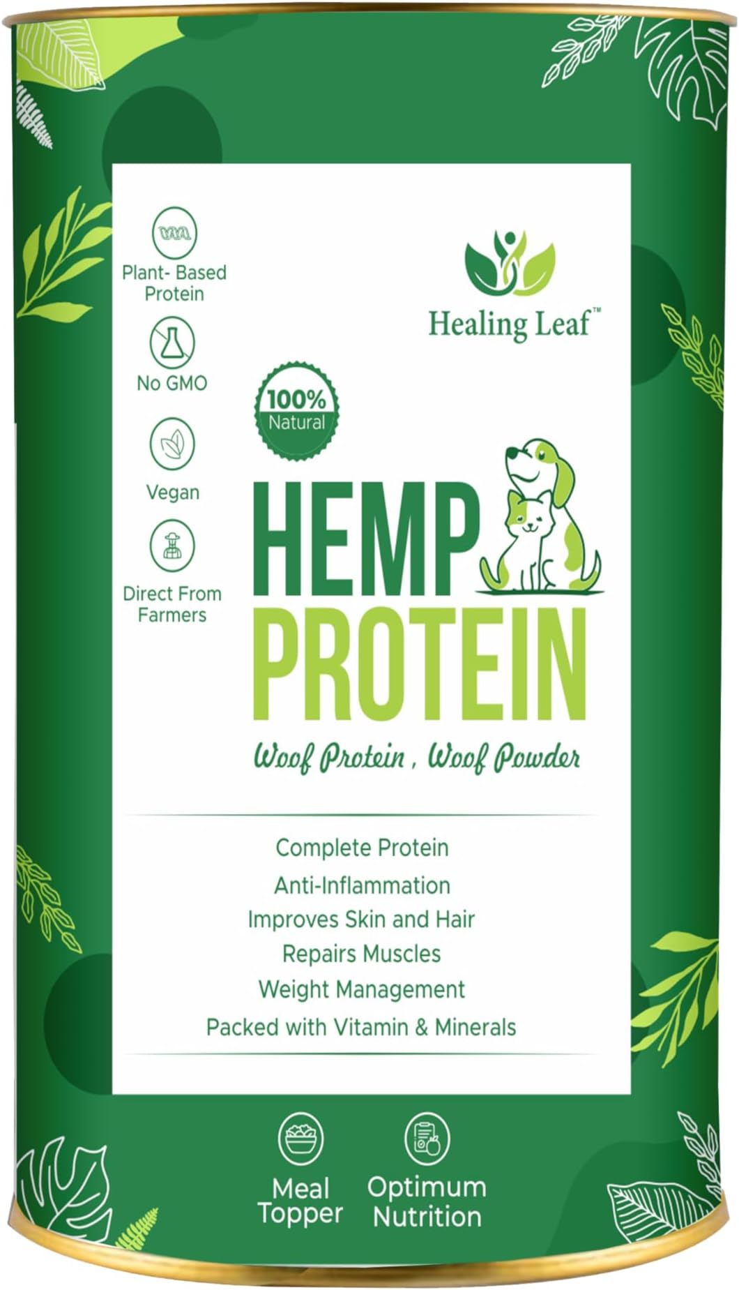 Buy Healing Leaf Hemp Seed Dog Protein Powder Supplement Coat, 100g ...