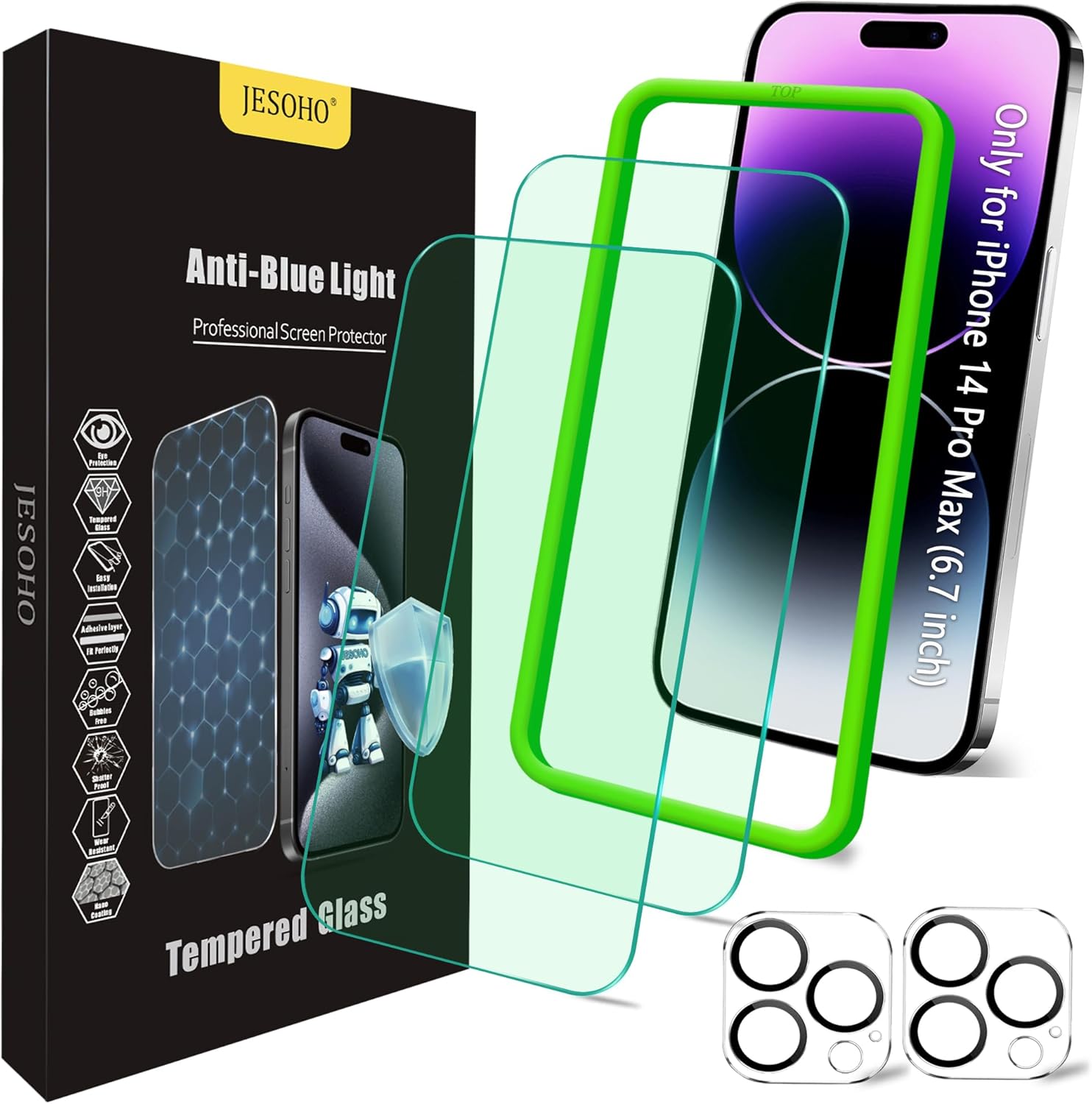 Amazon.com: JESOHO Blue Light Screen Protector for iPhone 14 Pro Max (6 ...