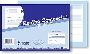 Recibo Comercial S/Canhoto 50 Folhas - Pacote C/5 Blocos | Amazon.com.br