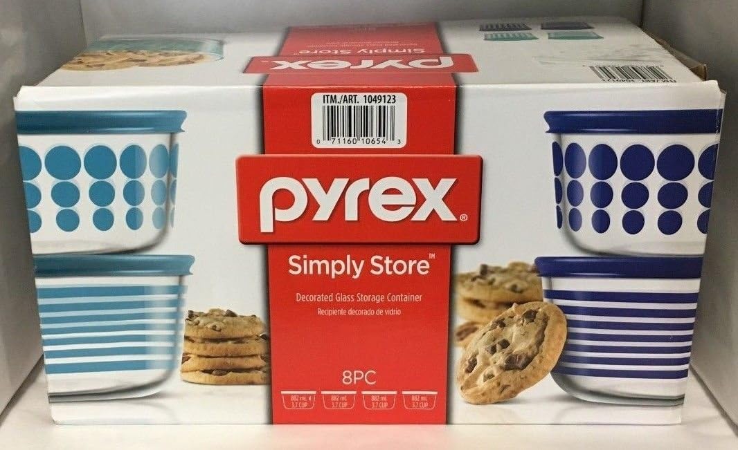 Amazon.com: Pyrex 8 Pc. Simply Store Decorated Glass Storage Containers ...