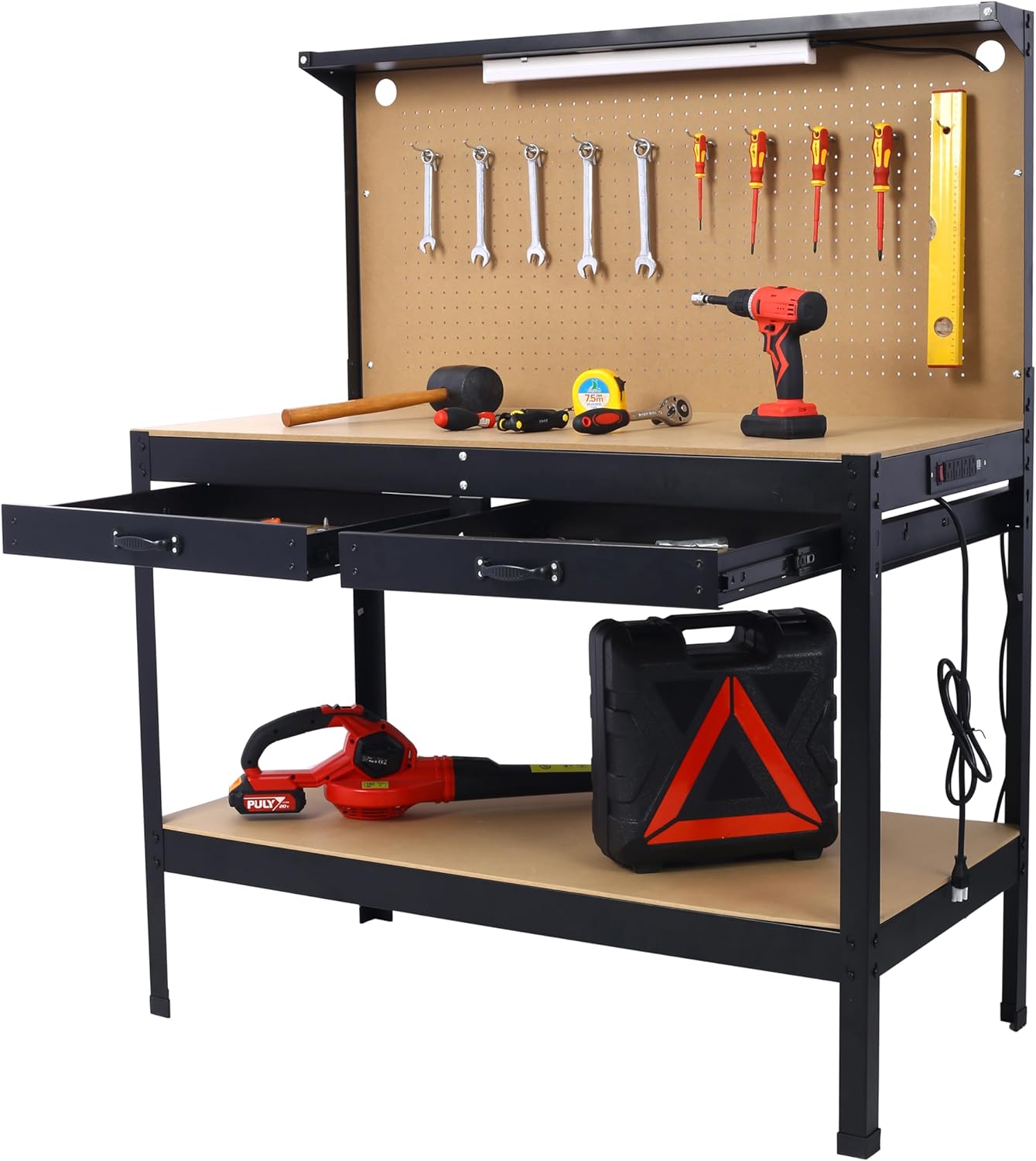 Steel Workbench, 47" Tool Storage Work Bench, Workshop Tools Table W ...